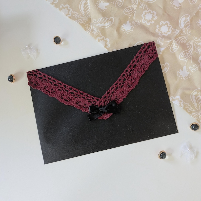 Black Lace Envelopes | Shimmer A7 Envelopes With Bow for 5x7 Cards ...