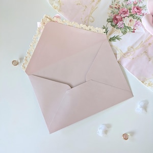 Blush Pink Lace Envelopes With Floral Liner | Decorated Stationery for ...