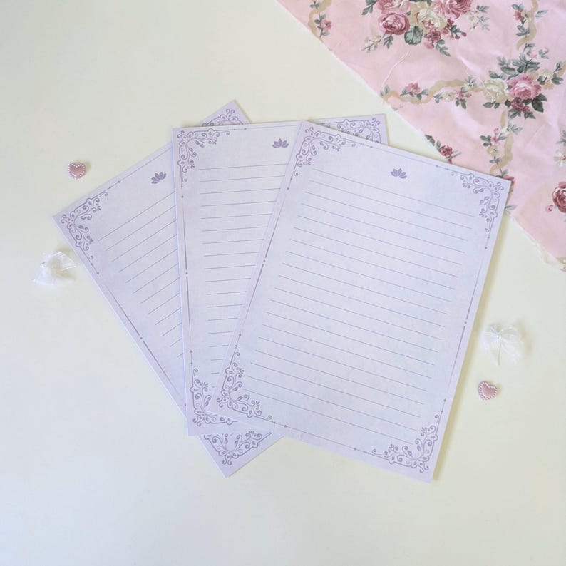 Lace Envelope and Letter Paper Set | Cute Purple Stationery Kit for ...