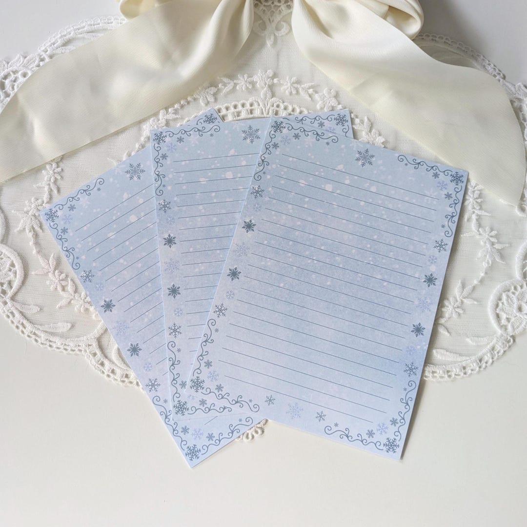 Snowflake Letter Writing Paper Set | 5x7 Cardstock Blank Lined Winter ...