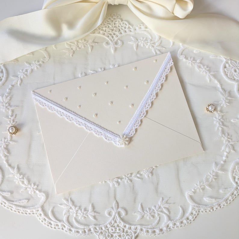 Snowy Lace Pearl A7 Envelopes | Burgundy & Ivory Envelopes for Winter ...