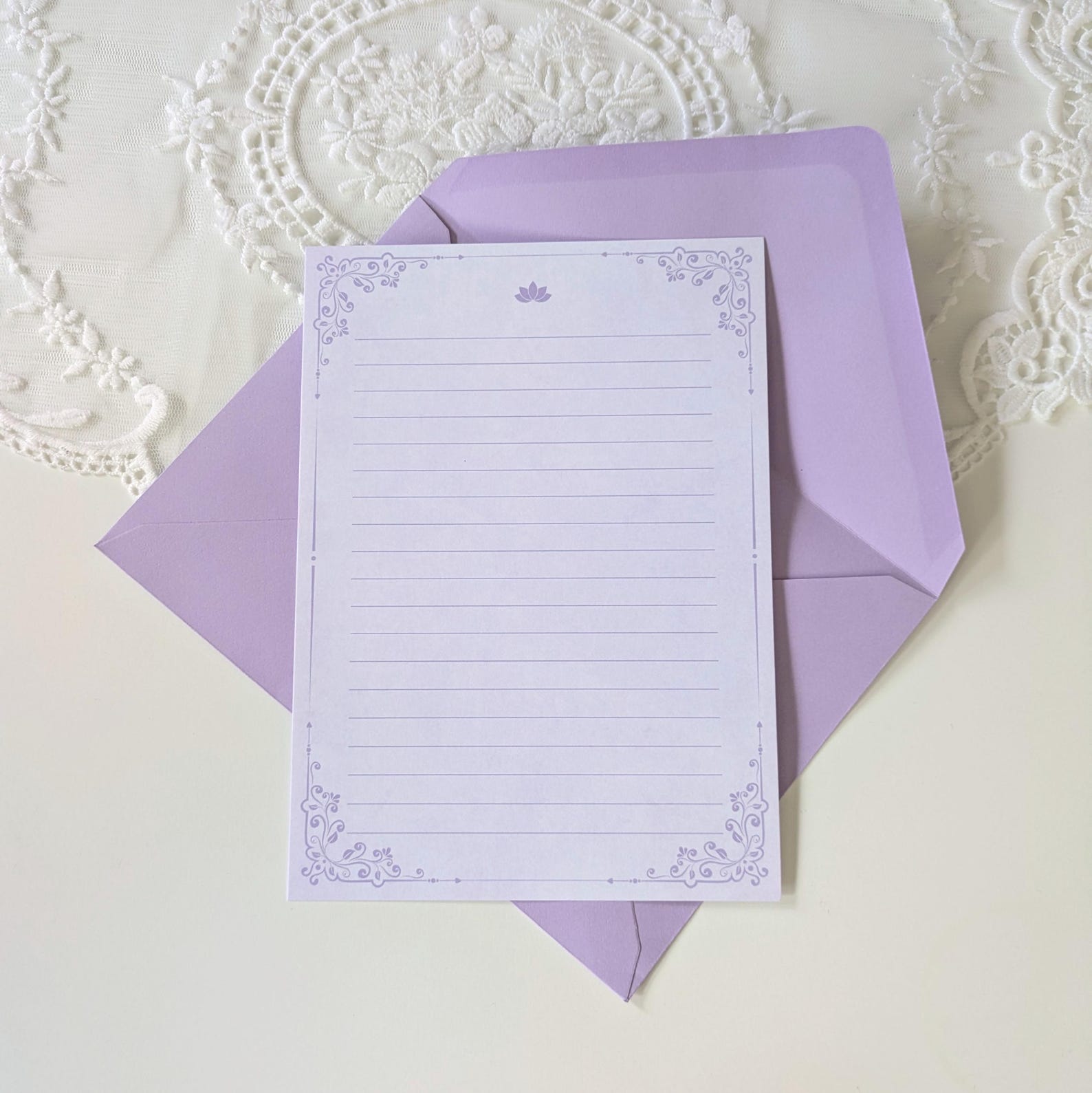 Lavender Letter Writing Paper Set | 5x7 Cardstock Purple Letter Paper ...