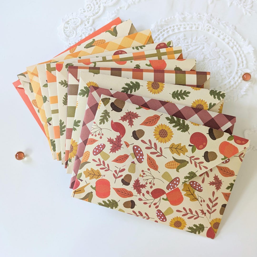Fall Patterned Envelope Set | Autumn Themed 5x7 Envelopes | Cozy ...
