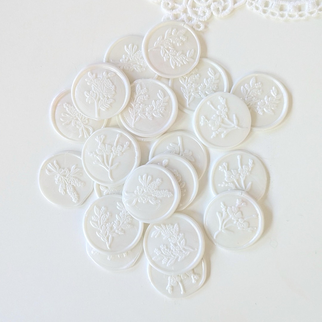Pearl White Botanical Wax Seal Stickers | Handmade Elegant Self ...