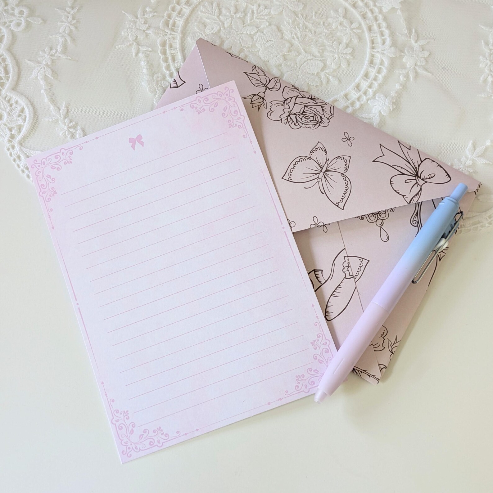 Vintage Inspired Coquette Envelope | Handmade Cute Stationery for Cards ...