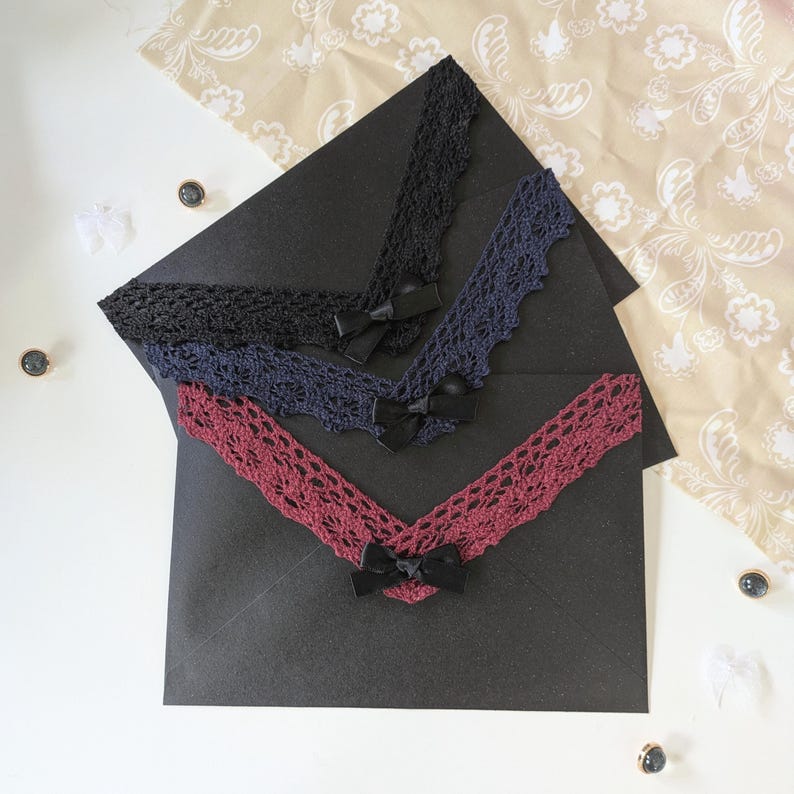 Black Lace Envelopes | Shimmer A7 Envelopes With Bow for 5x7 Cards ...