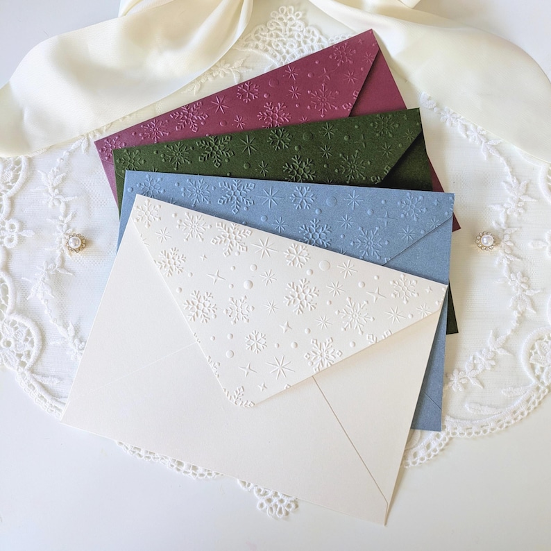 Snowflake Embossed Envelopes - A7 Size | Customizable Winter and ...