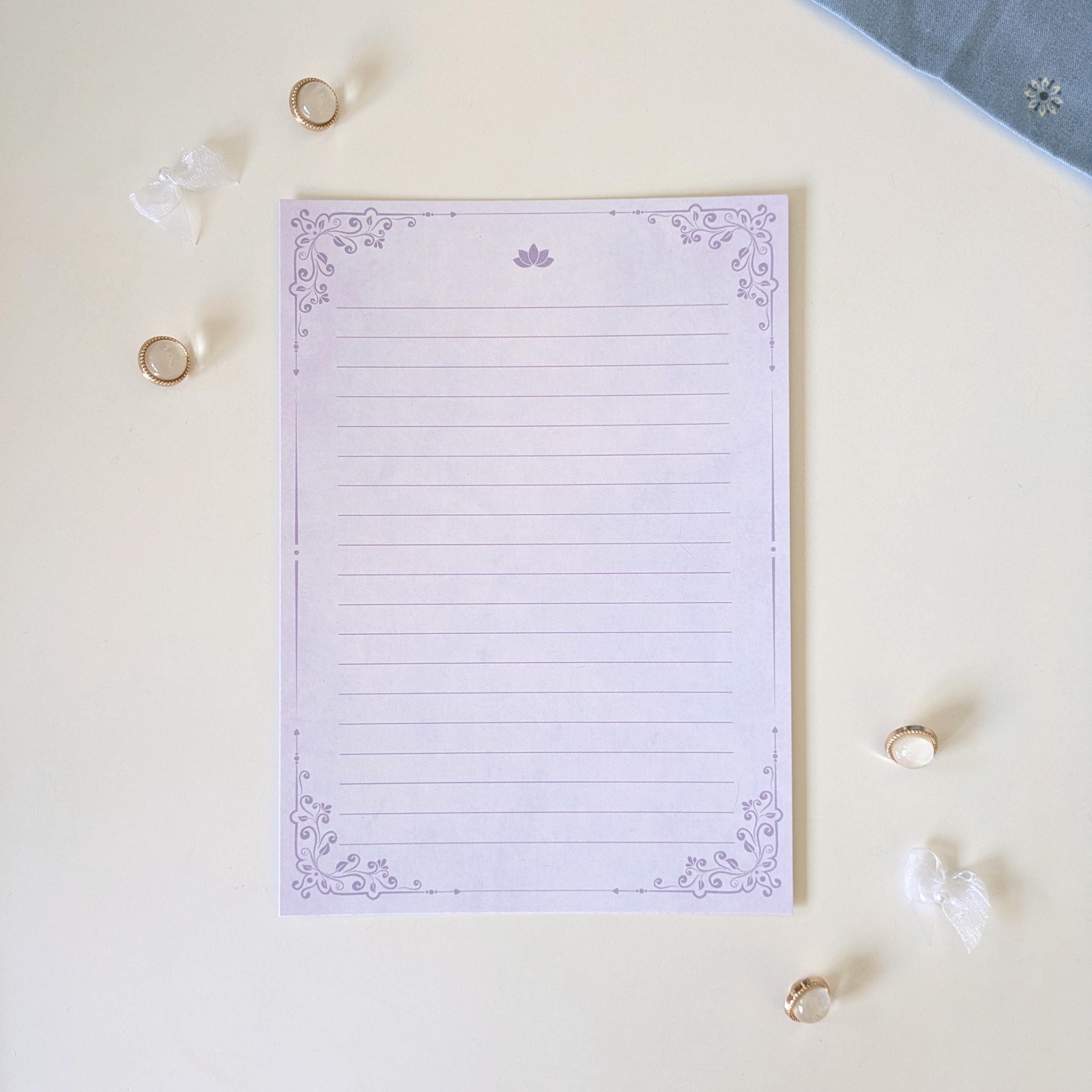 Lavender Letter Writing Paper Set | 5x7 Cardstock Purple Letter Paper ...