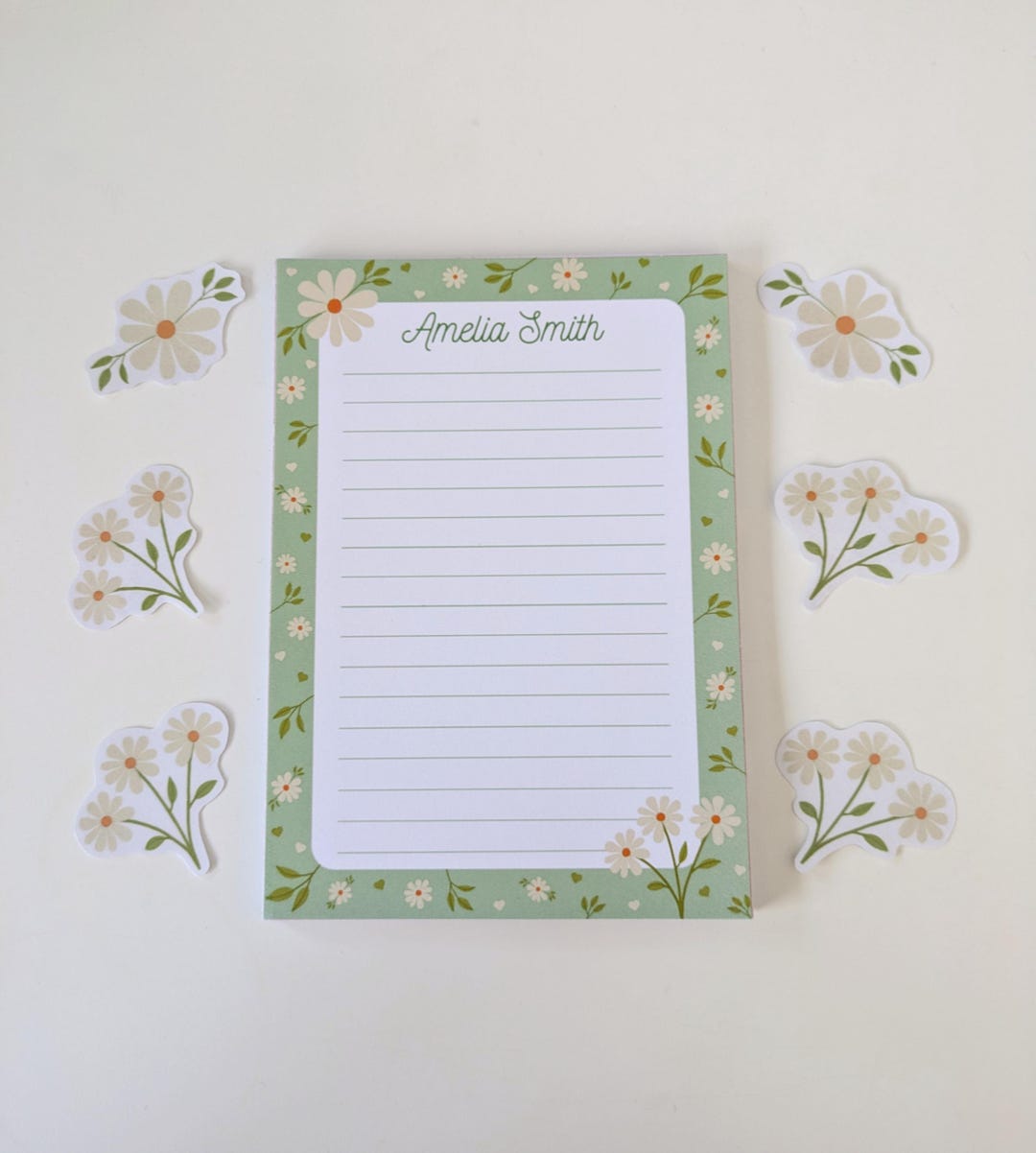 Daisy Personalized Notepad, Cute Custom Notepad, Personalized Memo Pad ...