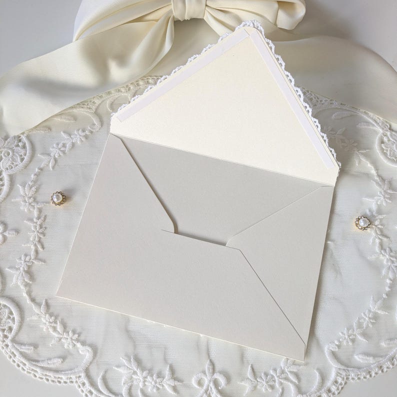 Snowy Lace Pearl A7 Envelopes | Burgundy & Ivory Envelopes for Winter ...
