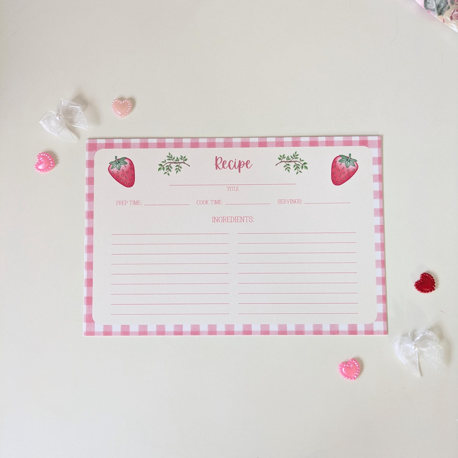 Strawberry Recipe Cards - Set of 10 | 4x6 Double Sided Recipe Book ...