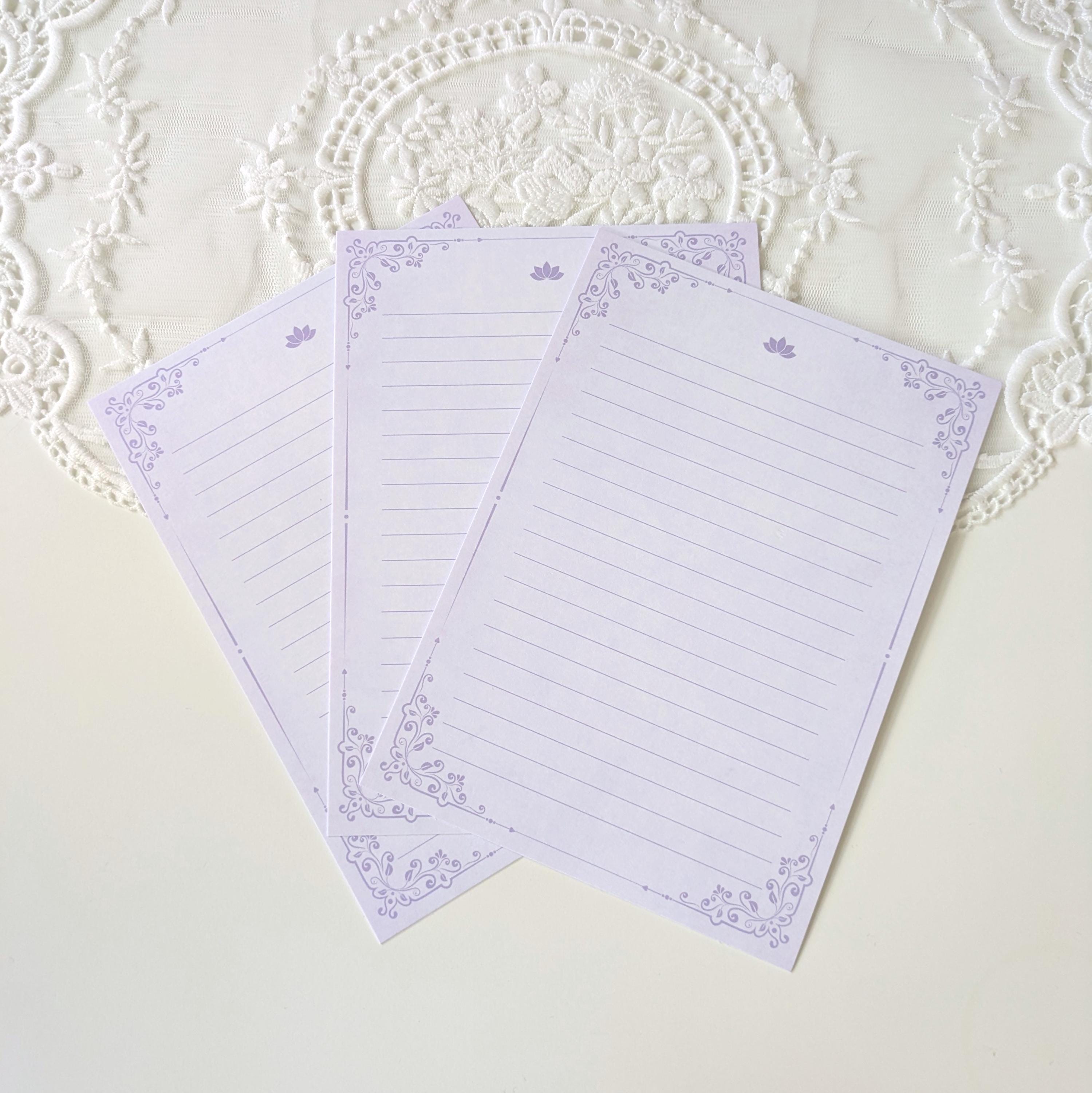 Lavender Letter Writing Paper Set | 5x7 Cardstock Purple Letter Paper ...