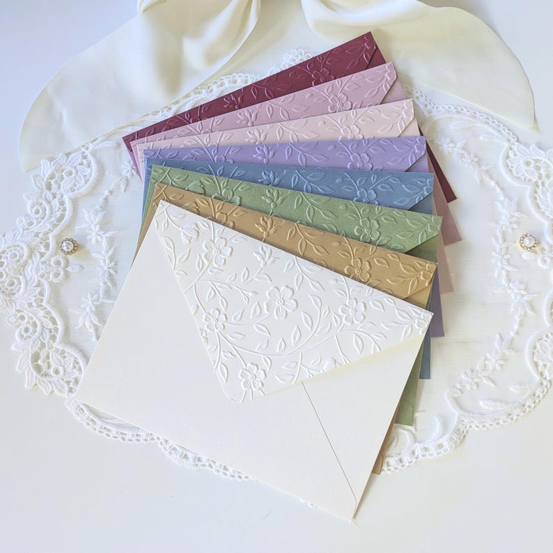 Floral Vine Embossed Envelopes | Customizable A7 Envelope Stationery ...