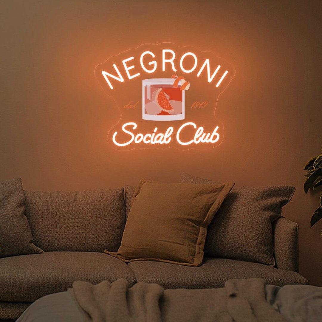 Negroni Social Club Neon Sign,handmade Cocktail Neon Sign,italian ...