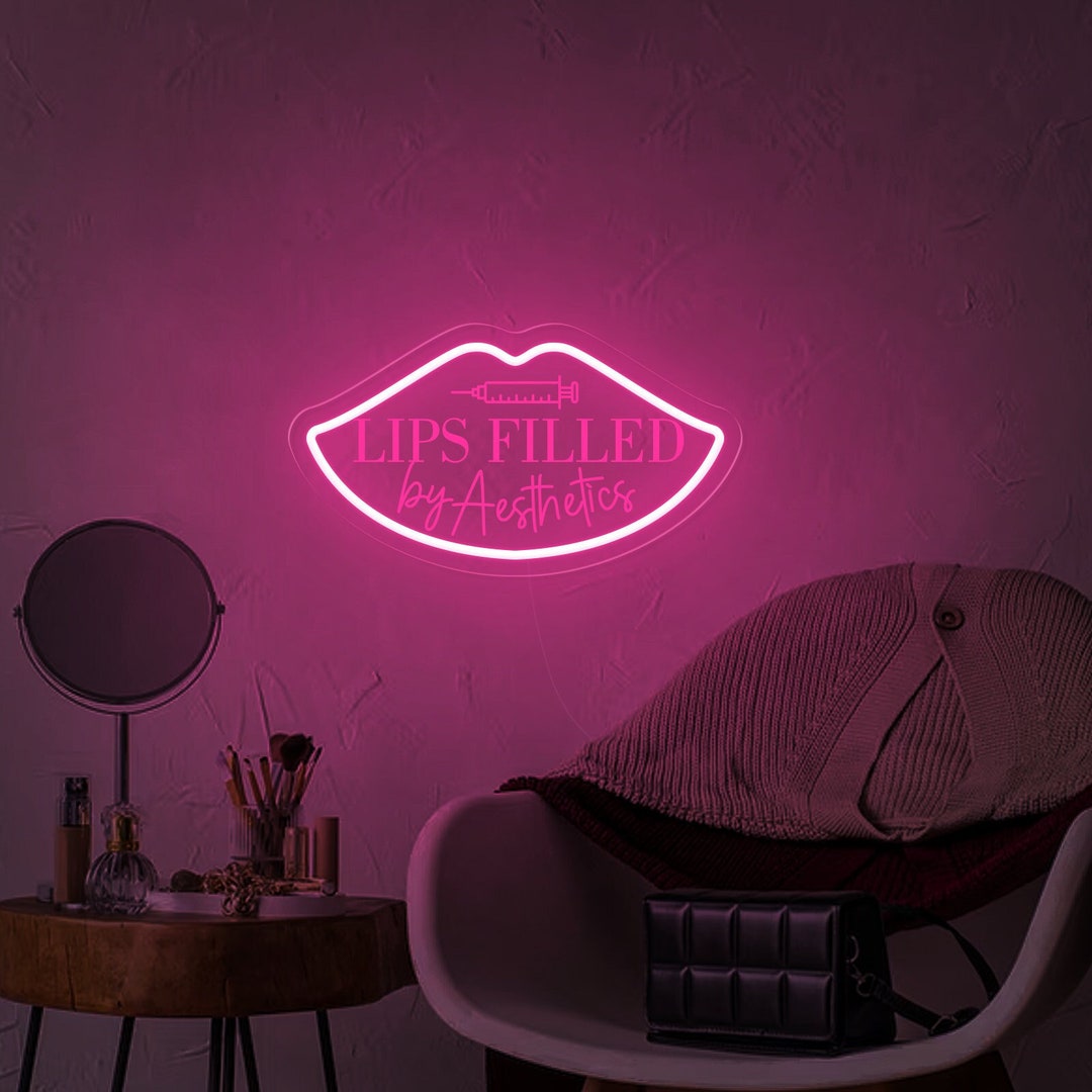 Lips Neon Sign,lip Shape Sign,lips Filled by Aesthetics,beauty Salon ...