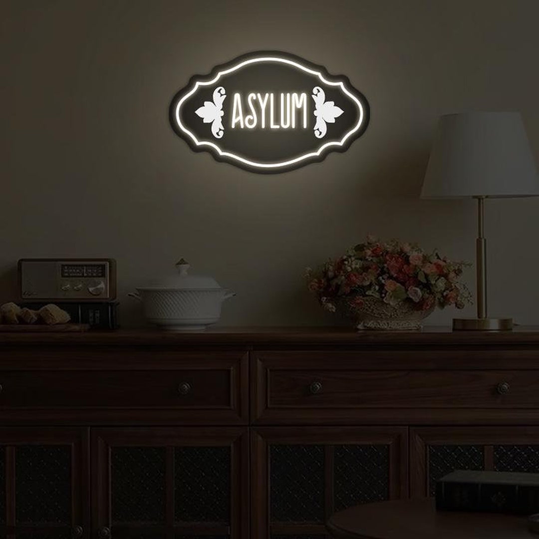 Asylum Neon Sign,gothic Sign,gothic Home Decor,asylum Sign, Handmade ...