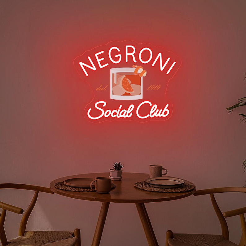 Negroni Social Club Neon Sign,handmade Cocktail Neon Sign,italian ...