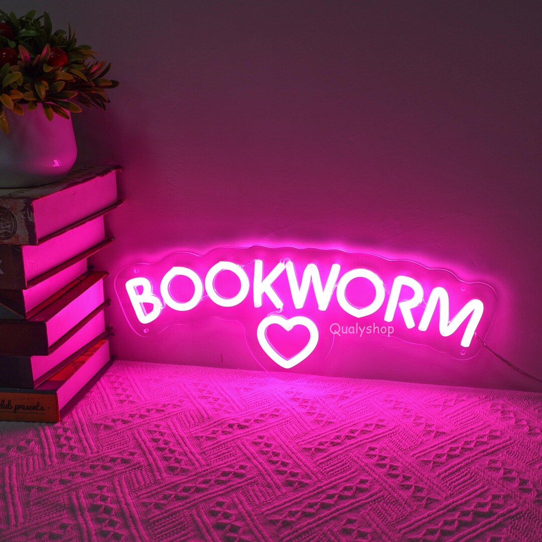 Bookworm Neon Sign,classroom Library Decor,reading Corner Sign,dorm ...