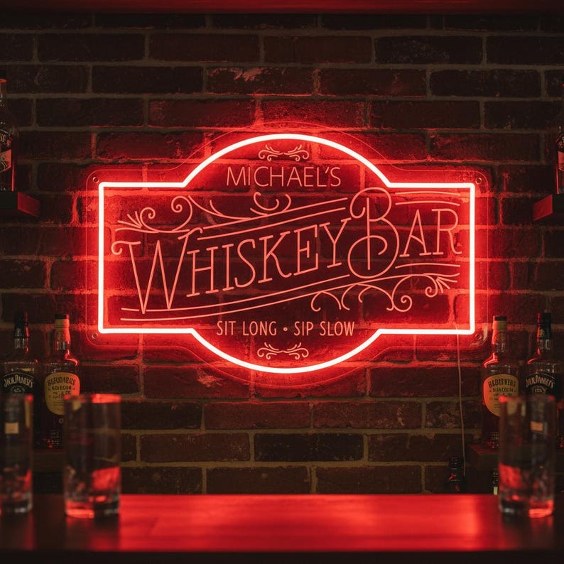 Personalized Whisky Bar LED Neon Sign, Man Cave Decor - Etsy