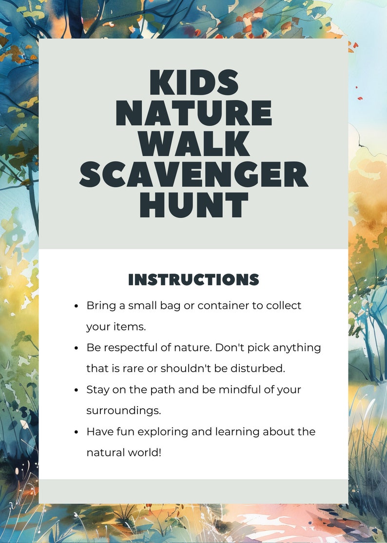Kids Nature Walk Scavenger Hunt Journal - Etsy