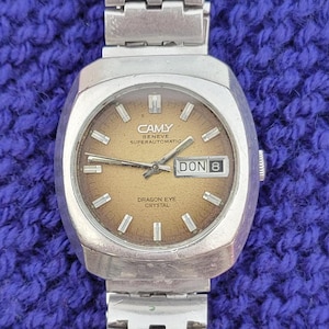 Vintage Camy Geneve Superautomatic Dragon Eye Crystal 7734 Stainless ...