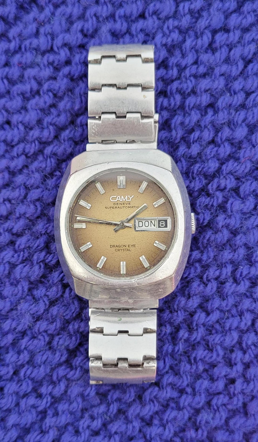 Vintage Camy Geneve Superautomatic Dragon Eye Crystal 7734 Stainless ...