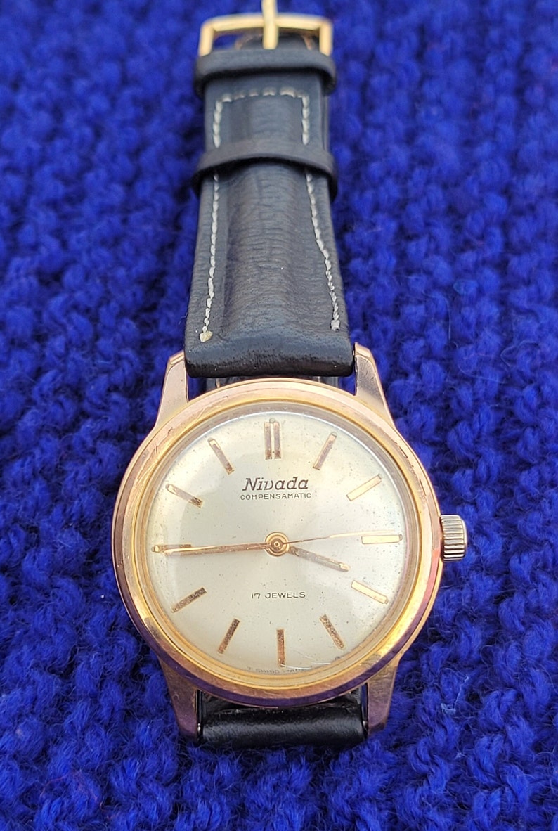 Vintage Nivada Compensamatic Swiss Wrist Watch: 1950s Unisex Timepiece ...
