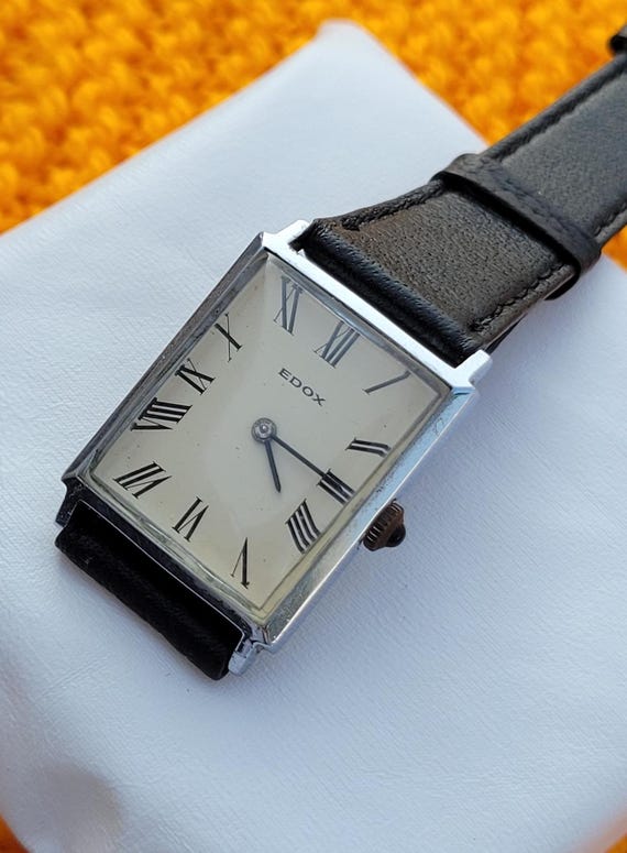 Vintage Edox Tank Roman Dial 332 0389.2 Extremely Rar… - Gem