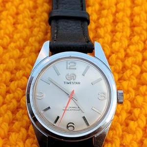 Vintage Timestar Men's Wrist Watch: 1970s Indo French Stainless Steel ...