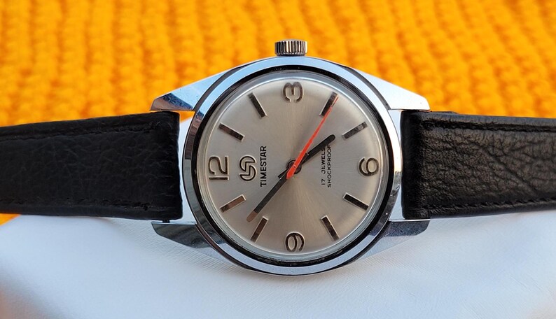 Vintage Timestar Men's Wrist Watch: 1970s Indo French Stainless Steel ...