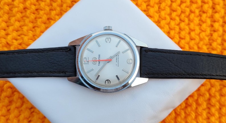 Vintage Timestar Men's Wrist Watch: 1970s Indo French Stainless Steel ...