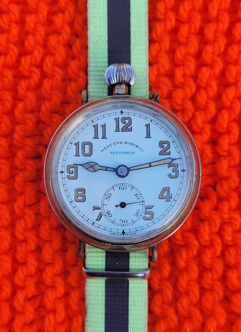 Vintage West End Watch Co Secundus Manual Wind Trench Style Men's Wrist ...