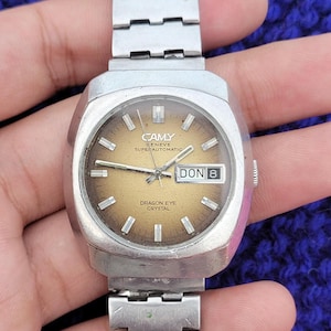 Vintage Camy Geneve Superautomatic Dragon Eye Crystal 7734 Stainless ...