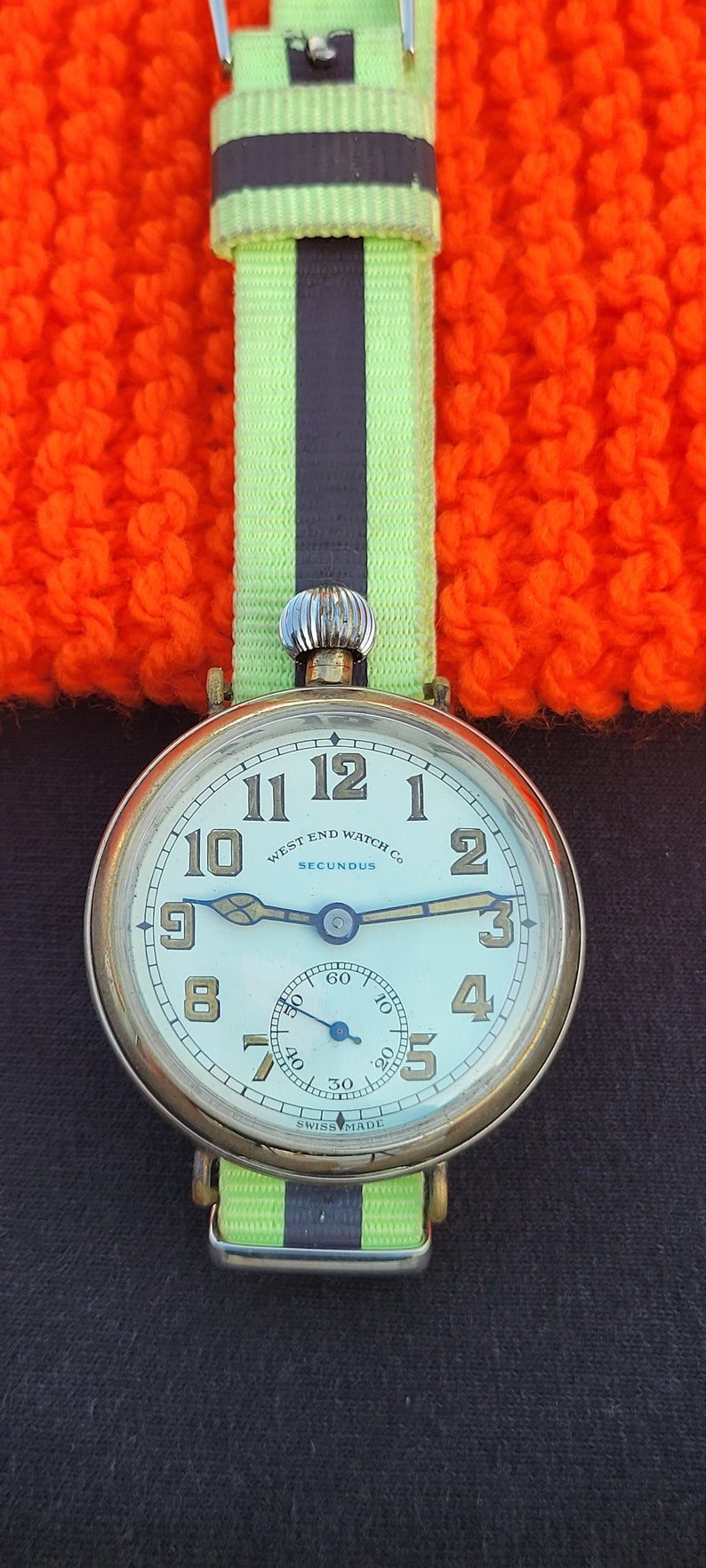 Vintage West End Watch Co Secundus Manual Wind Trench Style Men's Wrist ...