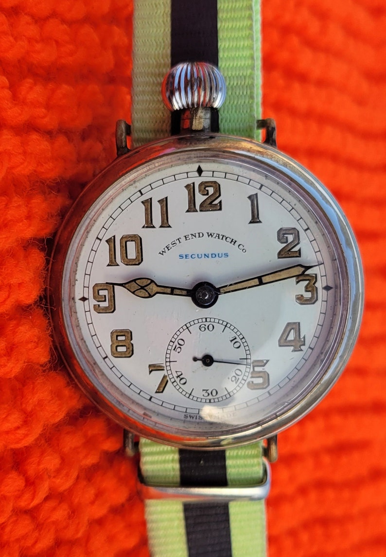 Vintage West End Watch Co Secundus Manual Wind Trench Style Men's Wrist ...