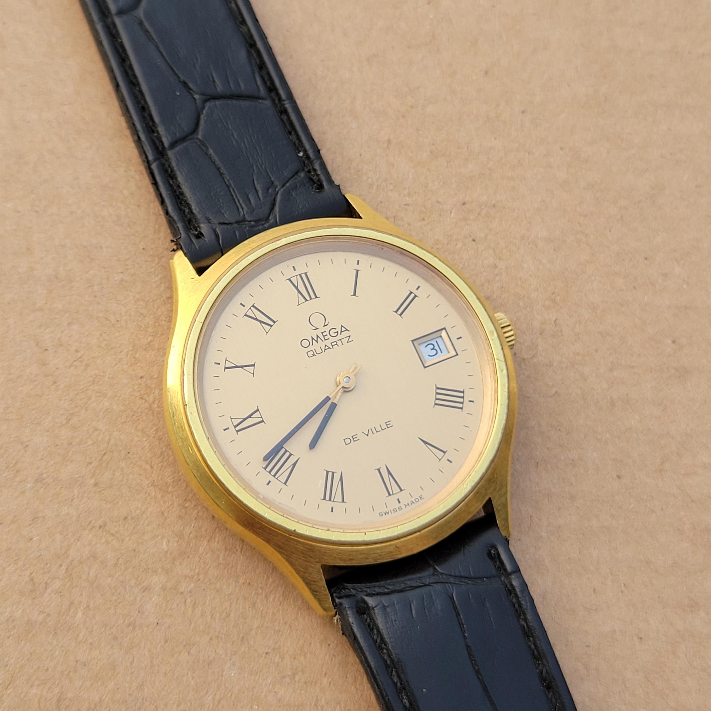 Vintage Omega De Ville Quartz Men's Watch - Roman Numeral Dial - Etsy