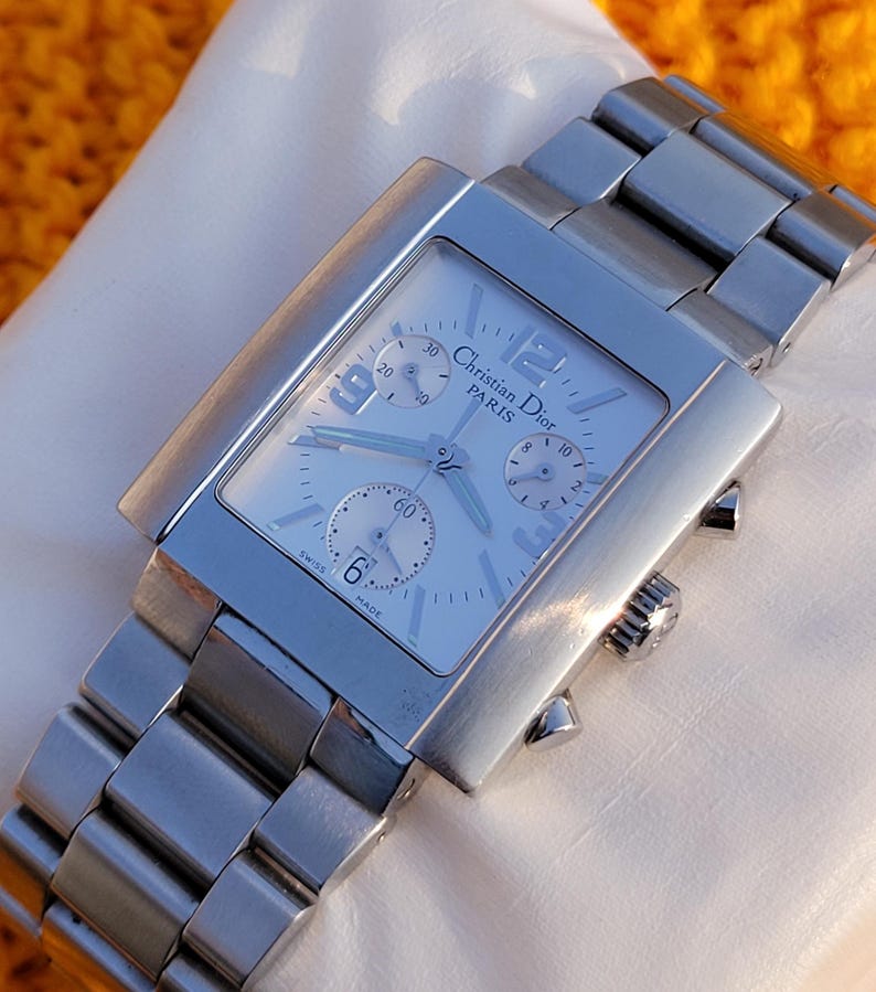 Vintage Christian Dior Riva Chronograph: Swiss Made Stainless Steel Men ...