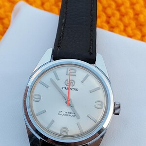 Vintage Timestar Men's Wrist Watch: 1970s Indo French Stainless Steel ...