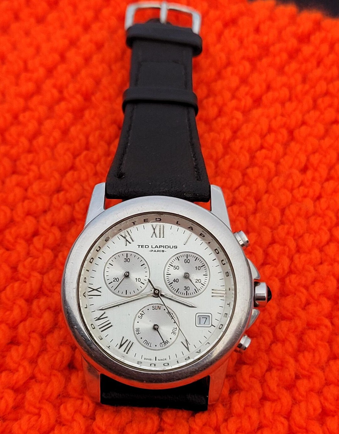 Vintage Ted Lepidus Paris Chronograph Stainless Steel Swiss Made Men's ...