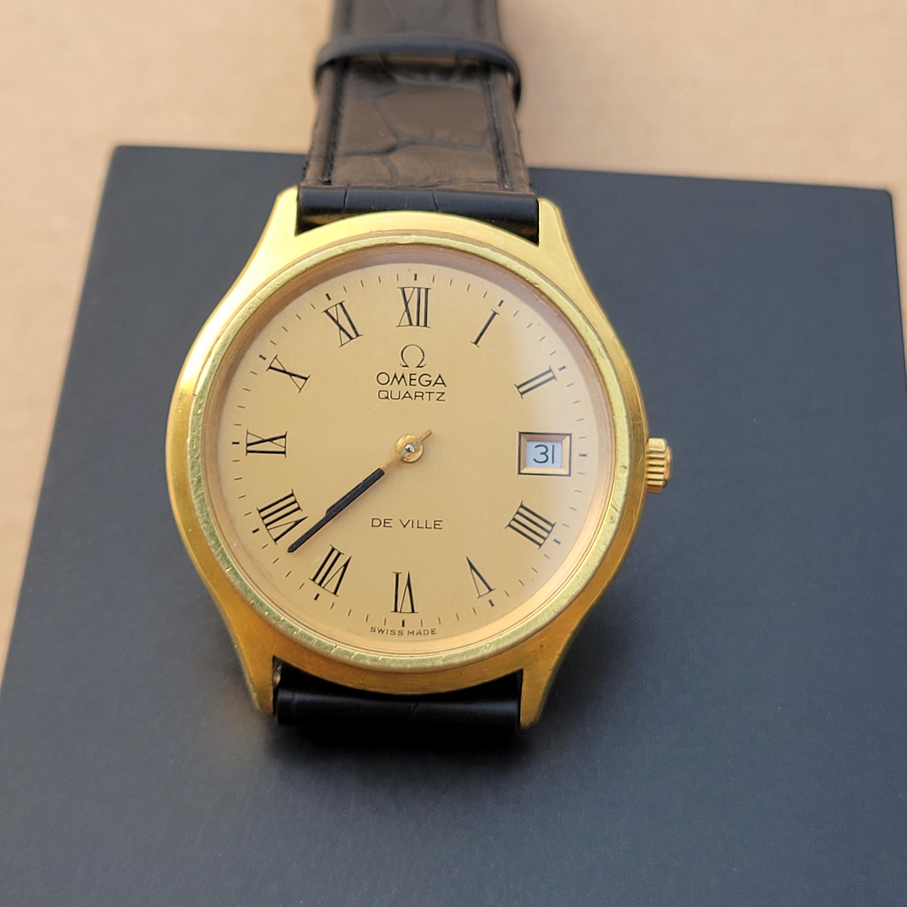 Vintage Omega De Ville Quartz Men's Watch - Roman Numeral Dial - Etsy