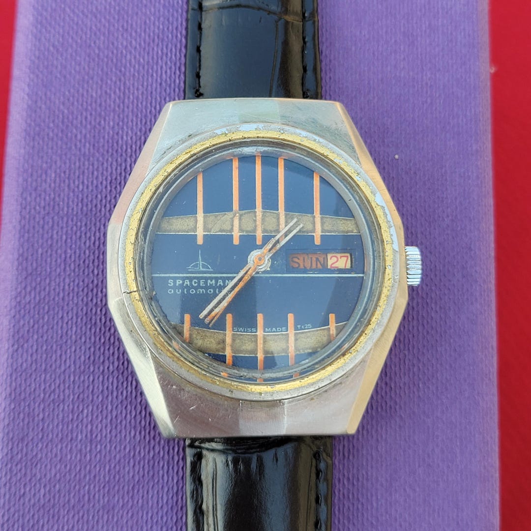 Vintage Omax Spaceman Swiss Made T-25 Stainless Steel Rare 1970's ...