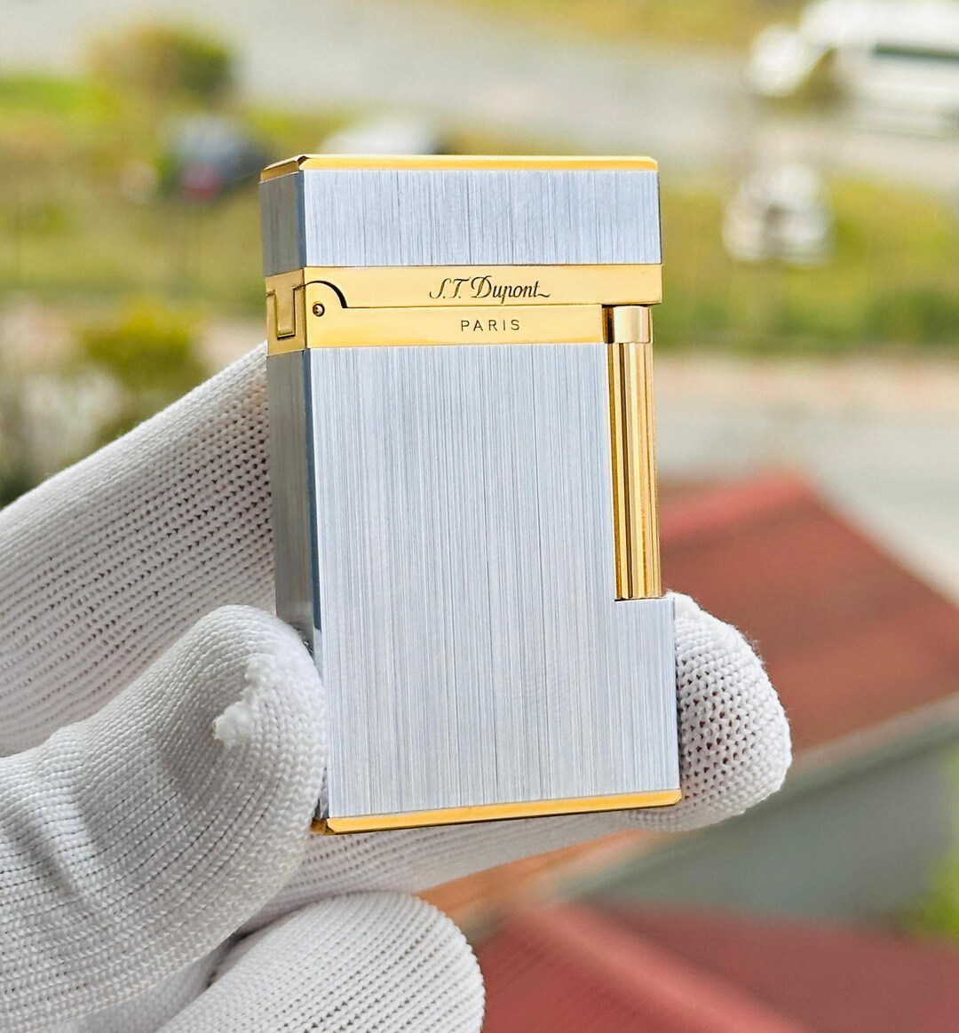 St Dupont Paris Silver and Gold Lighter Ligne II Paris High Quality 1:1 ...