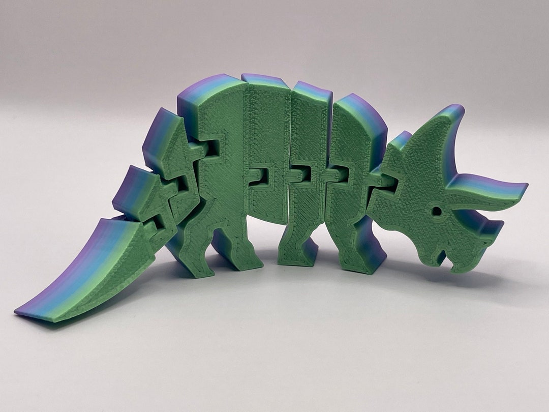 Articulated Triceratops Fidget Flexible 3D Printed, Sensory Calming Toy ...