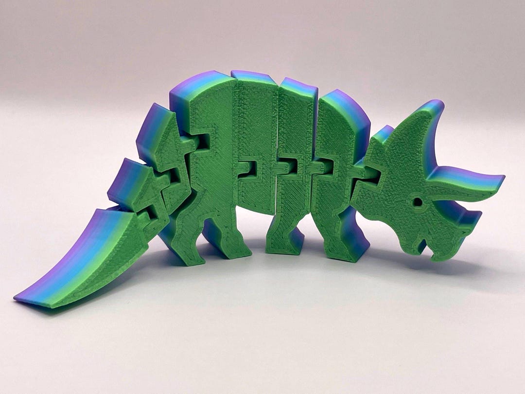 3D Printed Articulated Triceratops Dinosaur Fidget: Sensory Desk Fidget ...