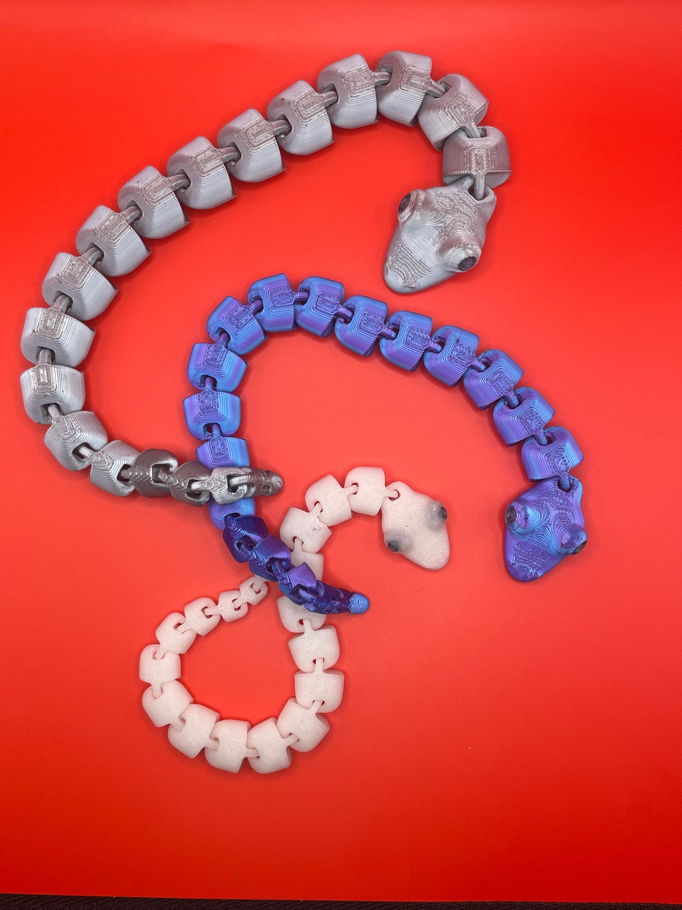 Articulated Snake Fidget Flexible 3D Printed, Sensory Calming Toy, Desk ...