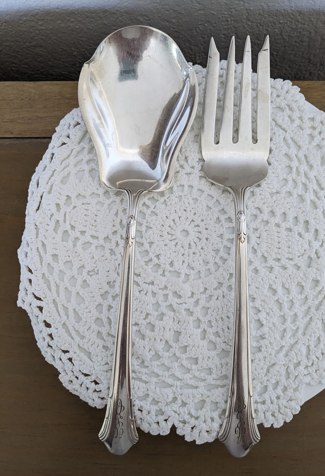 Vintage Gorham Plate Pat. 1933 Large Serving Spoon and Fork - Etsy