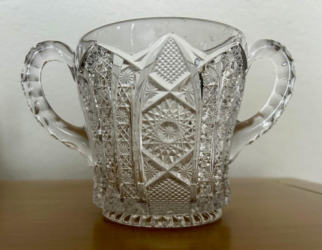 Antique Cut Crystal Glass Dual Handle Cup - Etsy