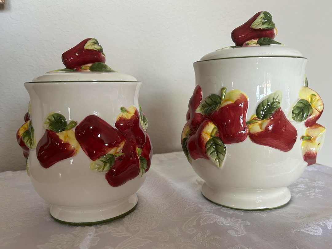 Vintage ARC Hand Painted Canisters - Etsy
