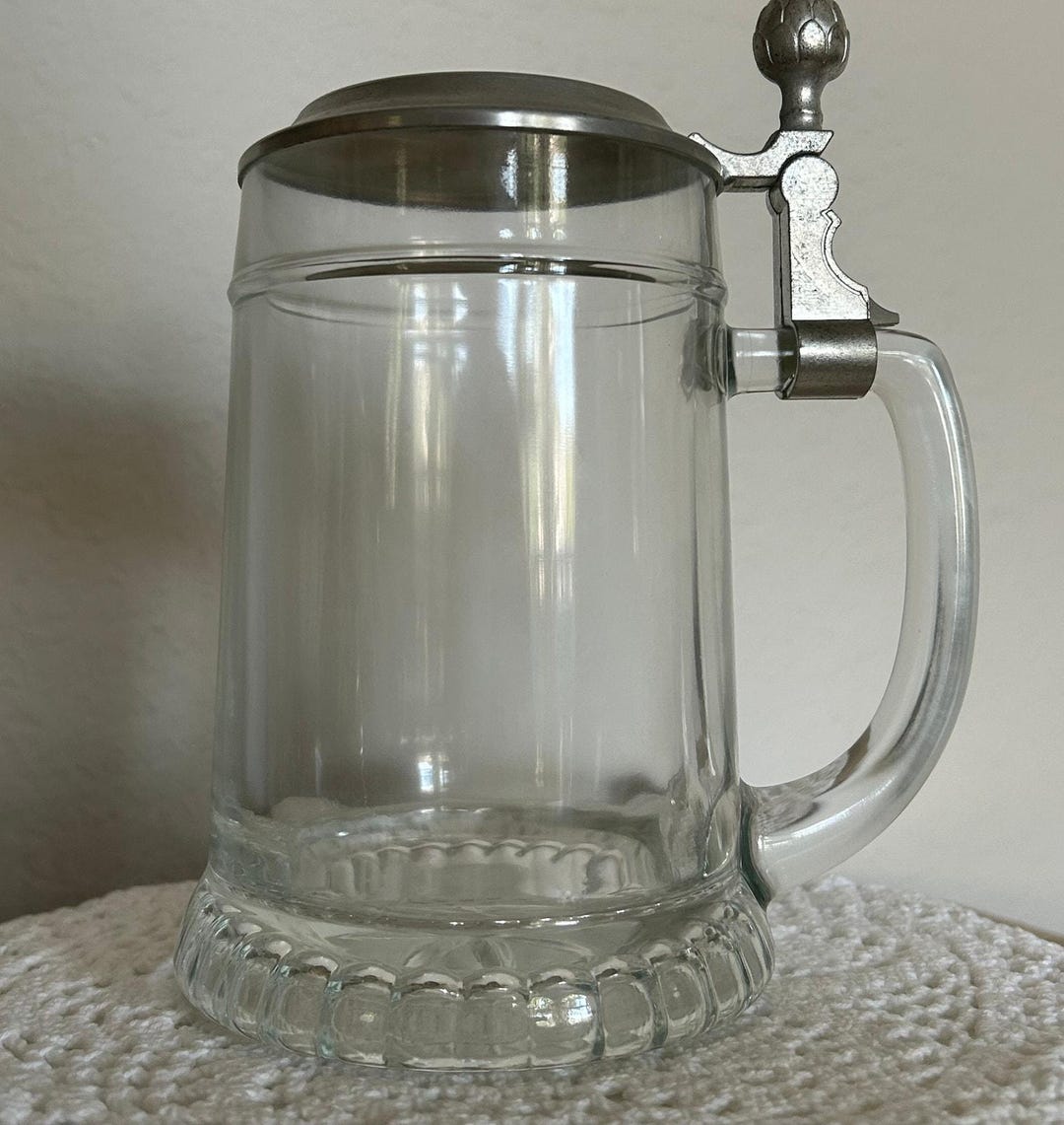 Vintage Crystal Bear Stein With Pewter Lid - Etsy