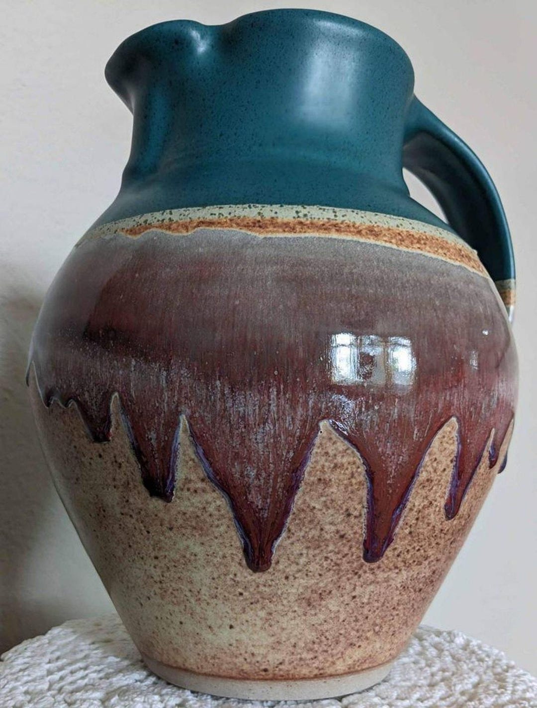 Vintage Large Pottery Pitcher Signed - Etsy